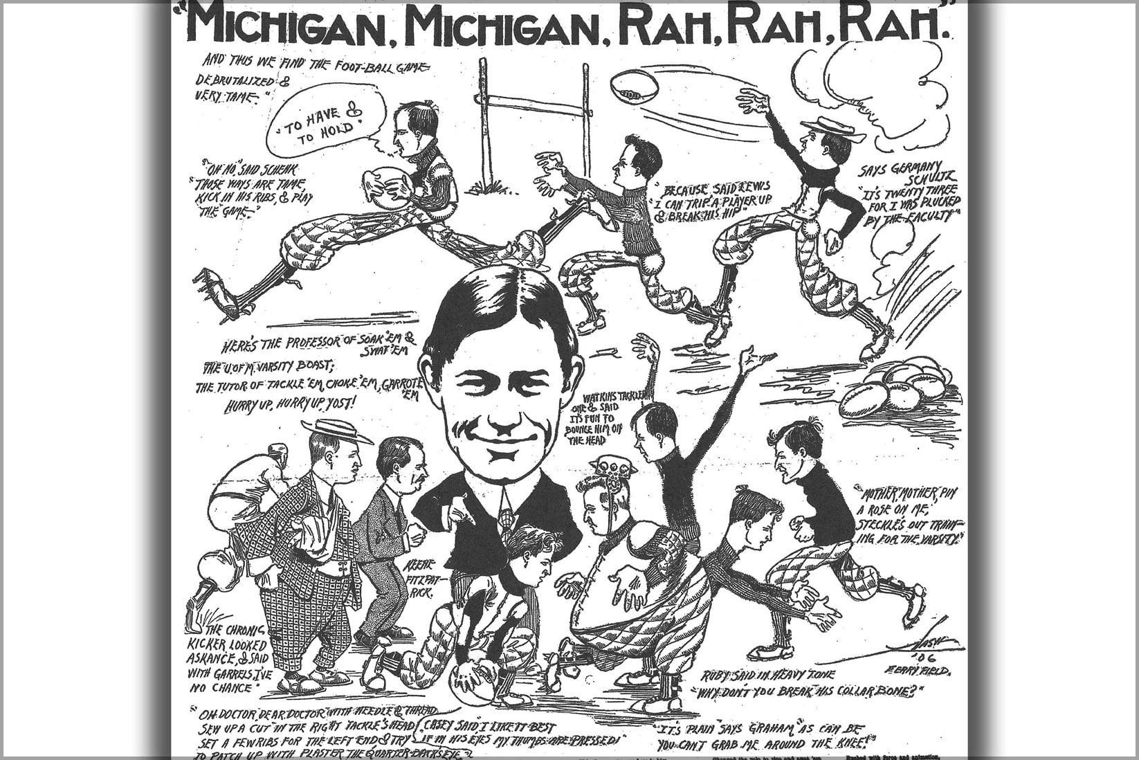 24"x36" Gallery Poster, Michigan Wolverines football cartoon, October ...