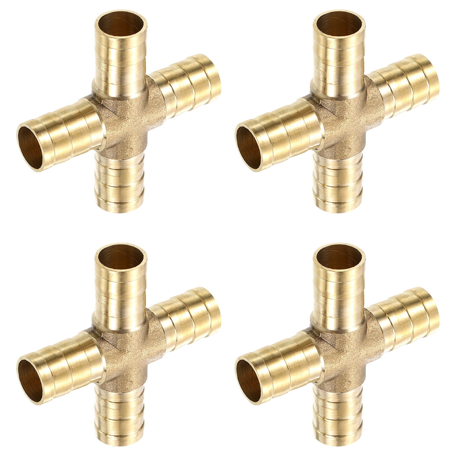4Pack Brass 4 Way Pipe Fitting, 1/2" (12mm) Cross Barb Union Fitting ...
