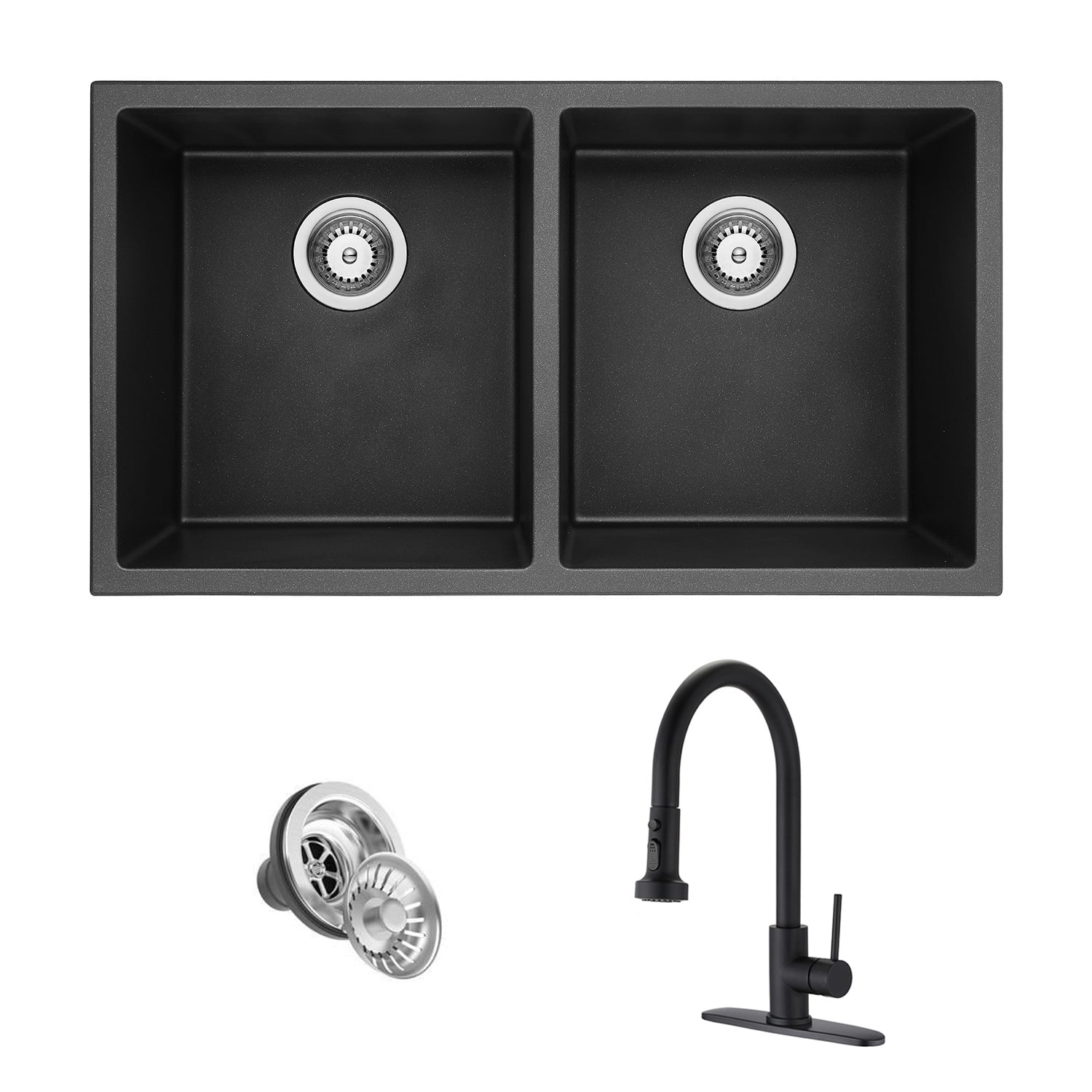 Electronn 32 L X 18 W Undermount Quartz Double Bowl Kitchen Sink electronn-32-l-x-18-w-undermount-quartz-double-bowl-kitchen-sink