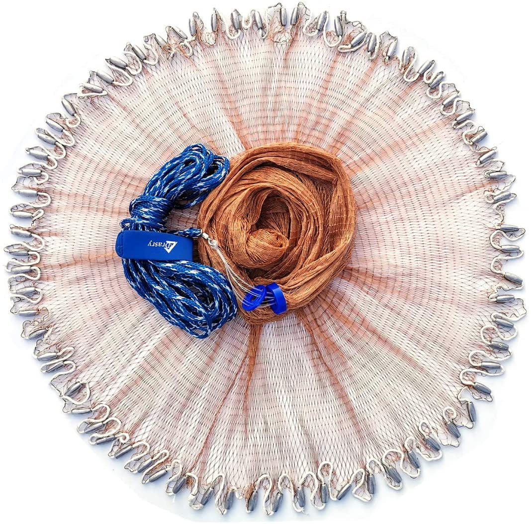 NEWEEN Cast Net 3/8" Mesh Hand Cast Fishing Net Saltwater Bait Casting ...