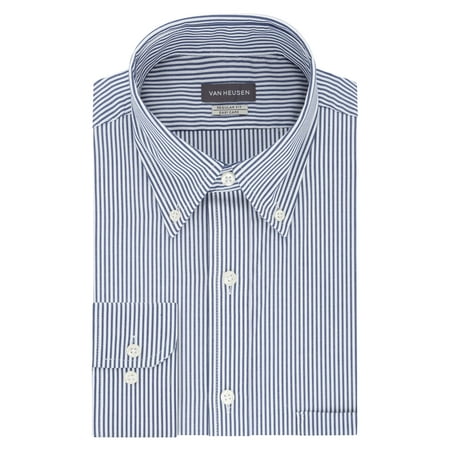 Van Heusen Men's Pinpoint Regular Fit Stripe Button Down Collar Dress ...