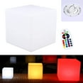 10" White LED Light Cube Stools Chair RGB Color Changing Rechargeable W ...