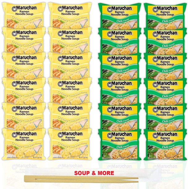 Maruchan Ramen Instant Noodle Soup Variety, 2 Flavors - 12 Packs Creamy ...