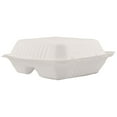 Great Value 3 Compartment Hinged Container, Compostable Bagasse, White ...