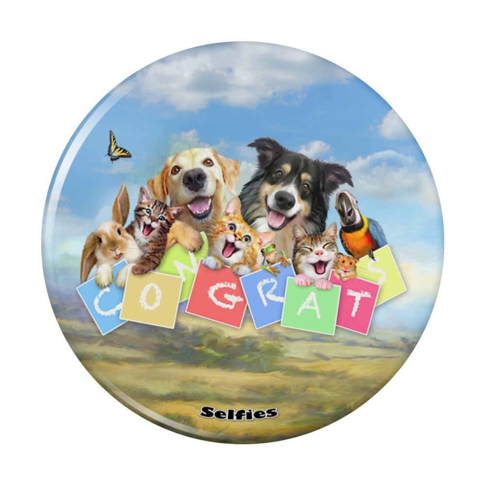 Pet Congratulations Selfie Dogs Cats Kitchen Refrigerator Locker Button ...