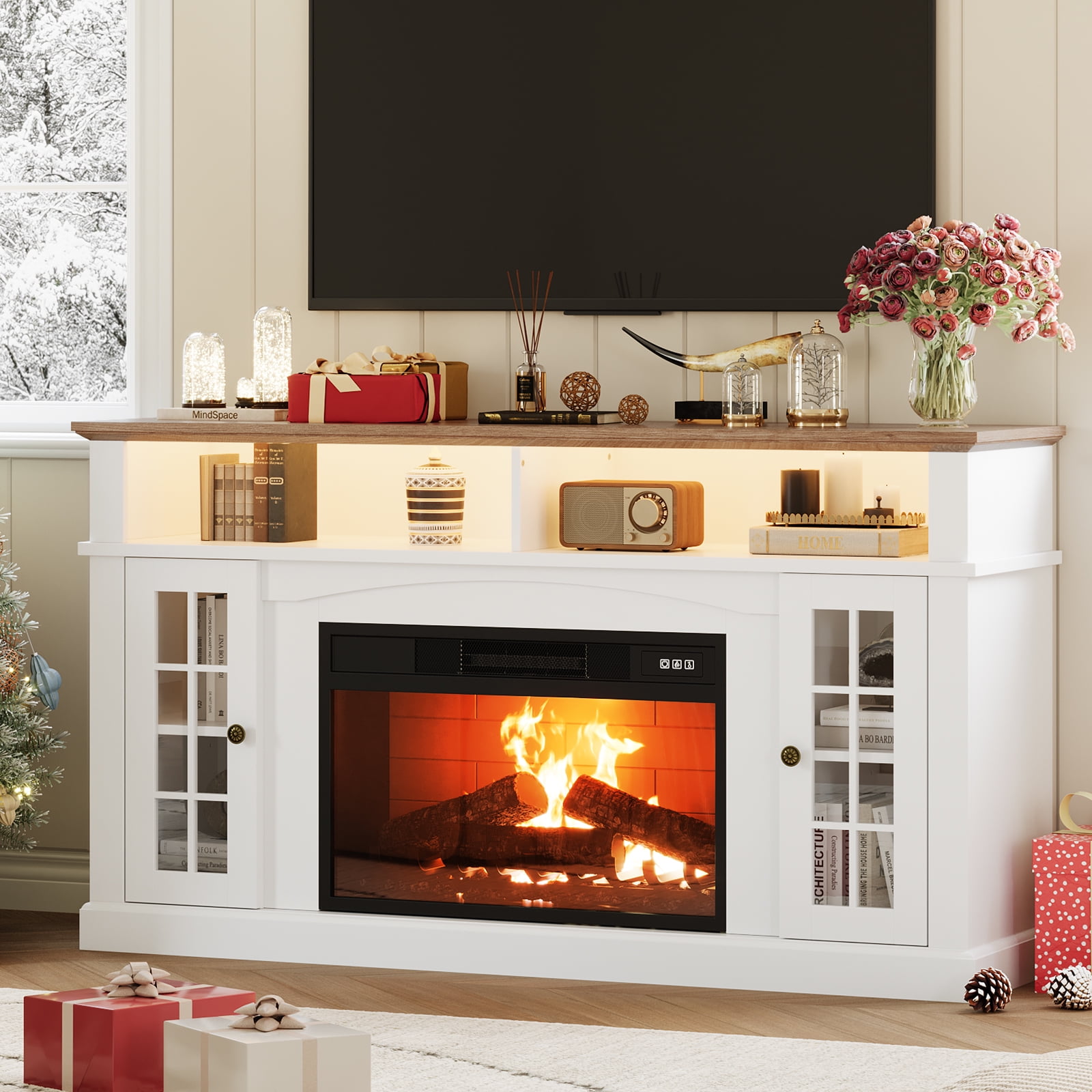 Click here for Garvee Modern Tv Stand With Fireplace  For Tvs Up... prices