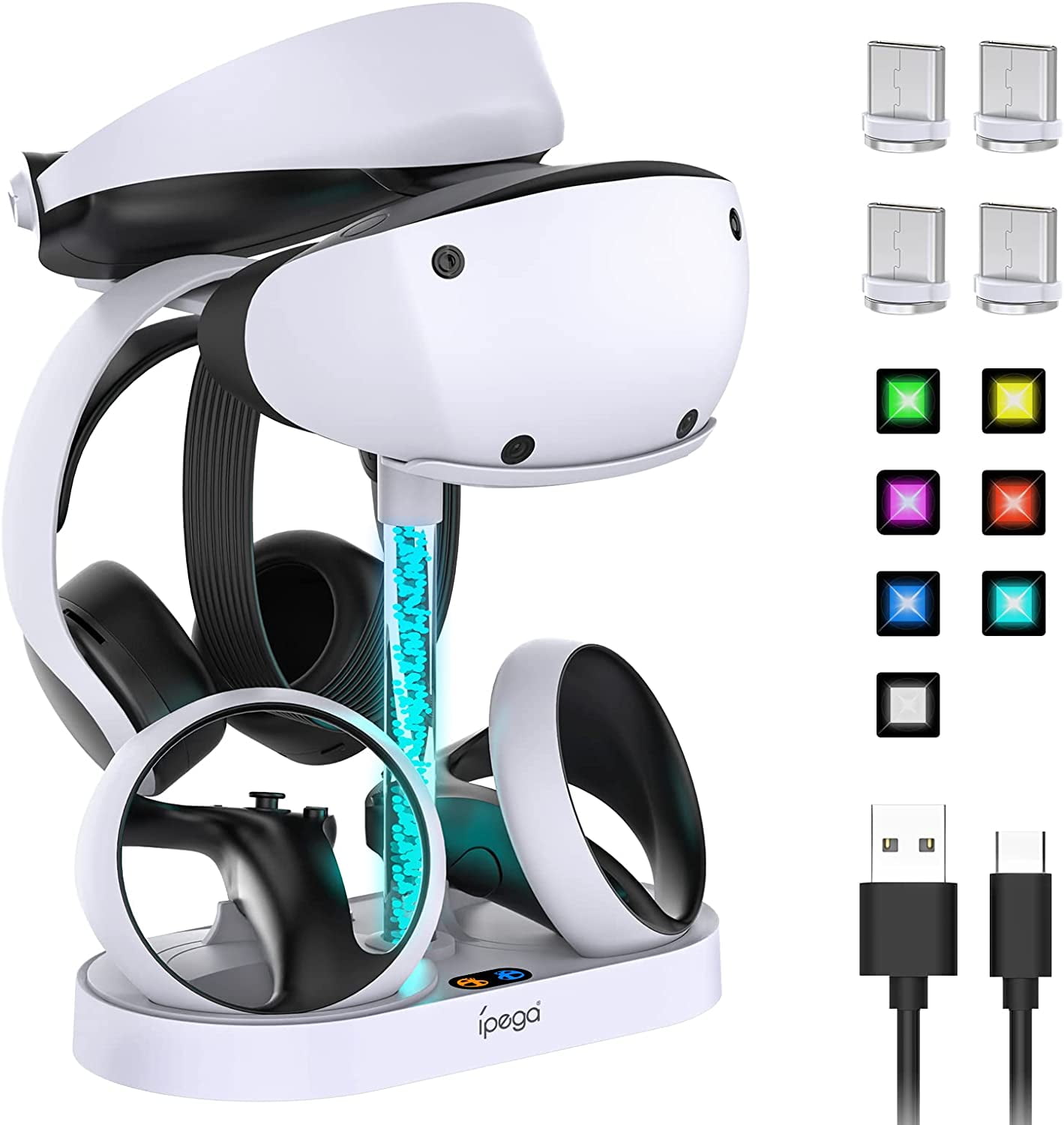 Charging Station for PS VR2 with RGB Light, Vertical Charging Stand ...