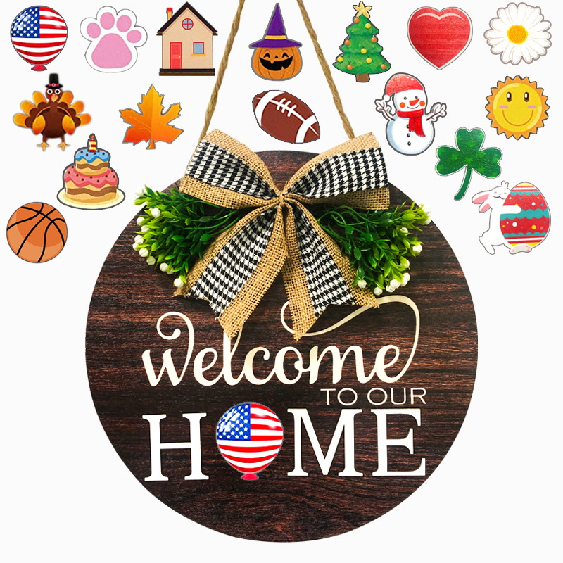 Interchangeable Seasonal Welcome Sign for Front Door Farmhouse Front ...