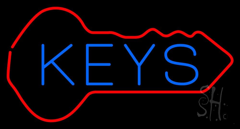 Keys Inside Key Logo LED Neon Sign 13" Tall x 24" Wide - inches Black ...