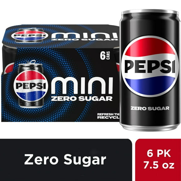 Pepsi Cola Mini Cans, 7.5 fl oz, 6 Pack - Classic Soda Pop, Perfect for ...