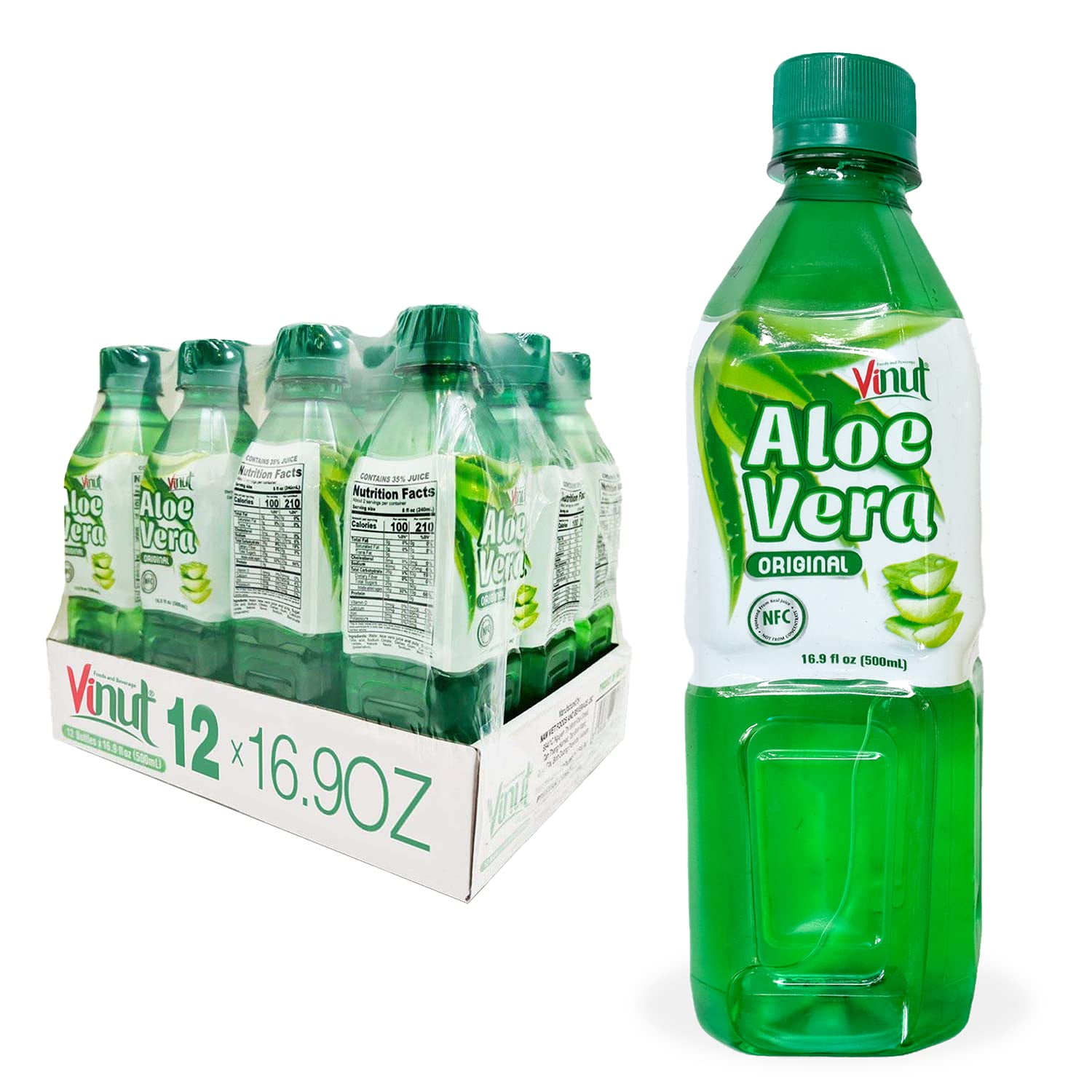 Vinut Pure Aloe Vera Juice with Pulp-16.9 fl oz, Pack of 12,Not From ...