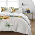 4 Piece Duvet Cover Set Queen, Farm Sunflower Eucalyptus Fern Soft ...
