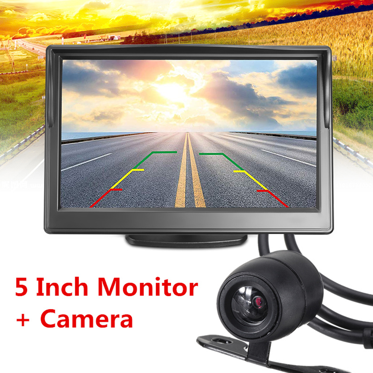 5'' Car Rear View LCD Monitor + 170° Night Vision Reverse Back up ...