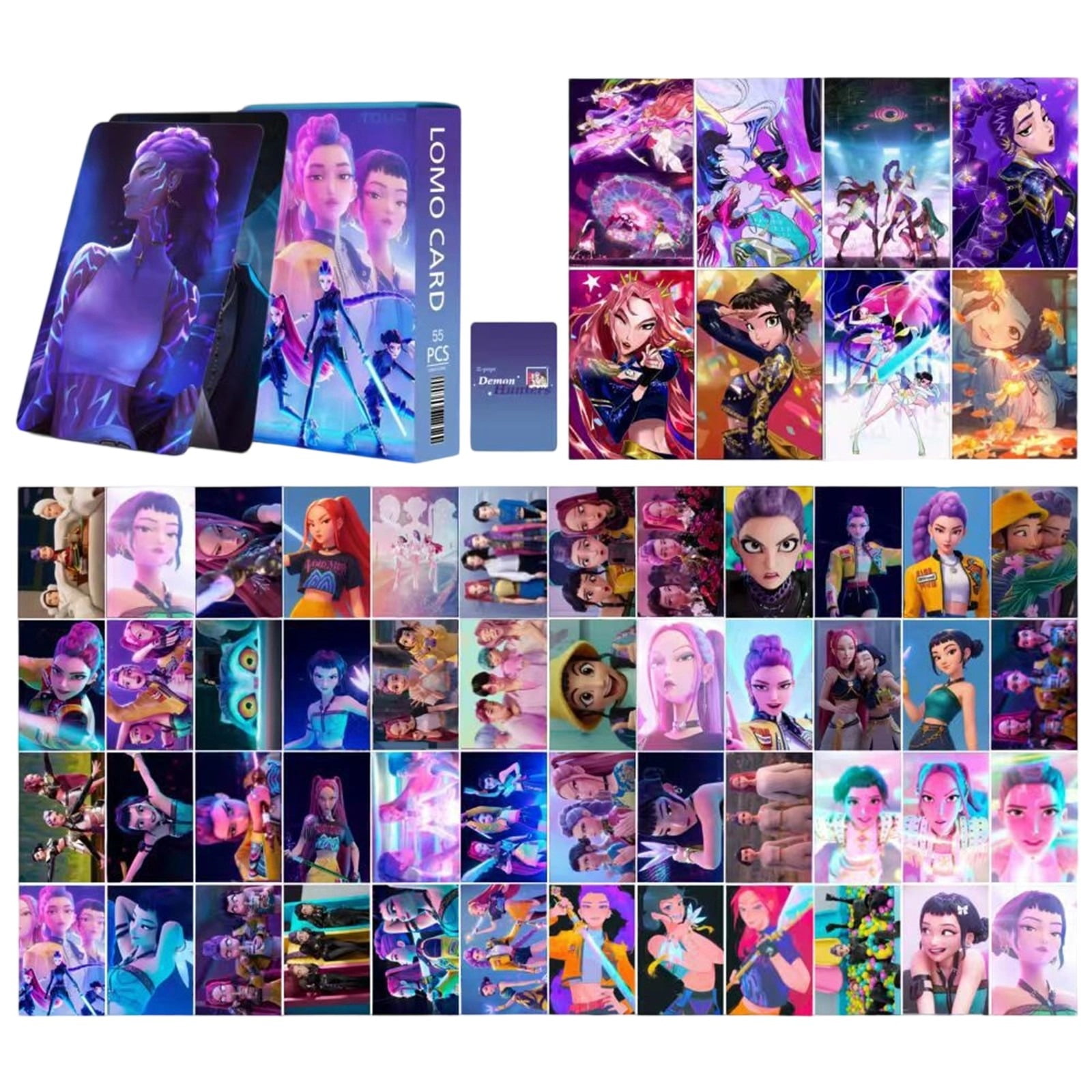55Pack Kpop Demon Hunters Flash Cards,Huntrix Holographics Cartoon ...