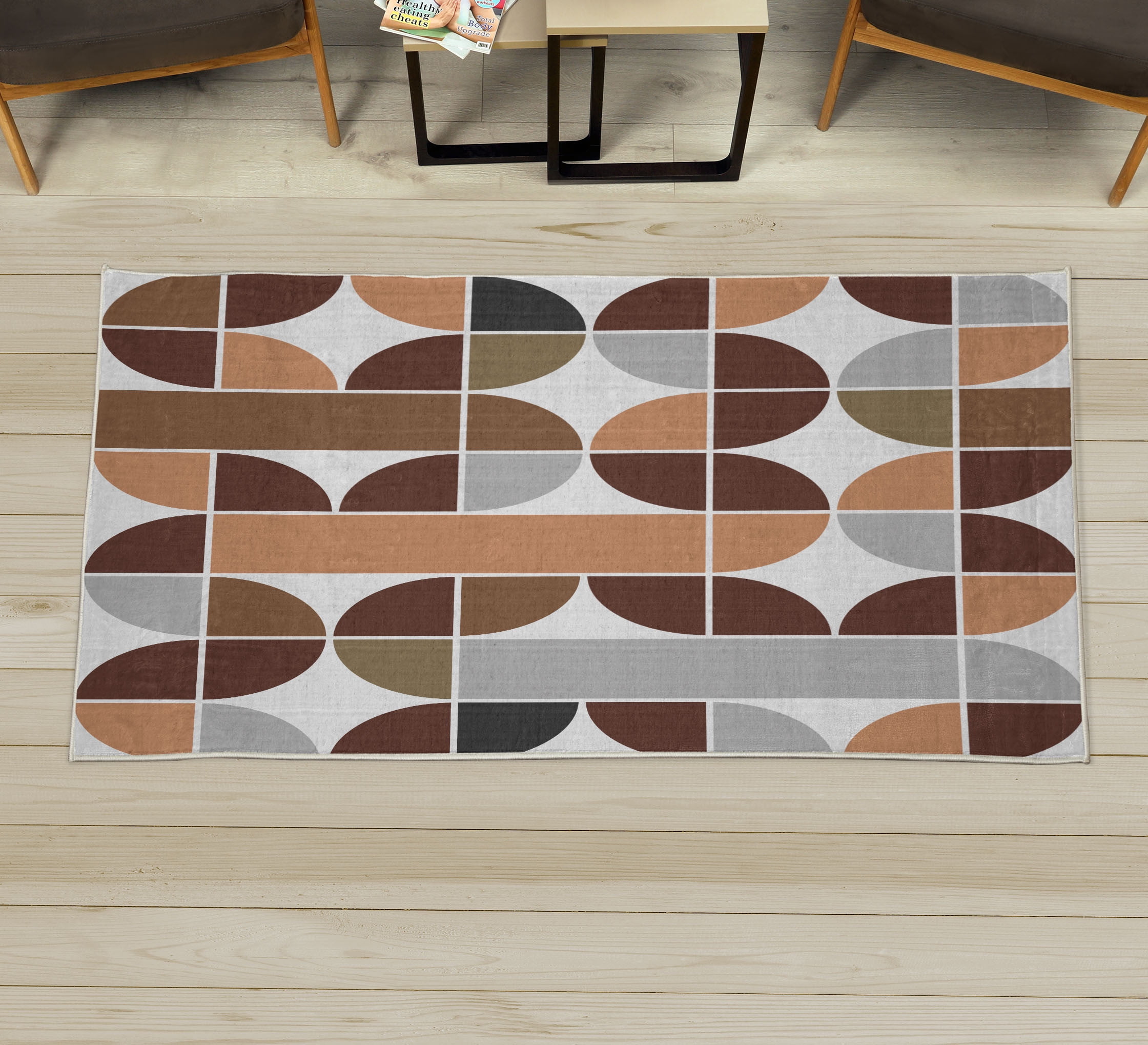 Retro Decorative Rug, Pop Art Funky Unusual Geometric Forms Mosaic ...