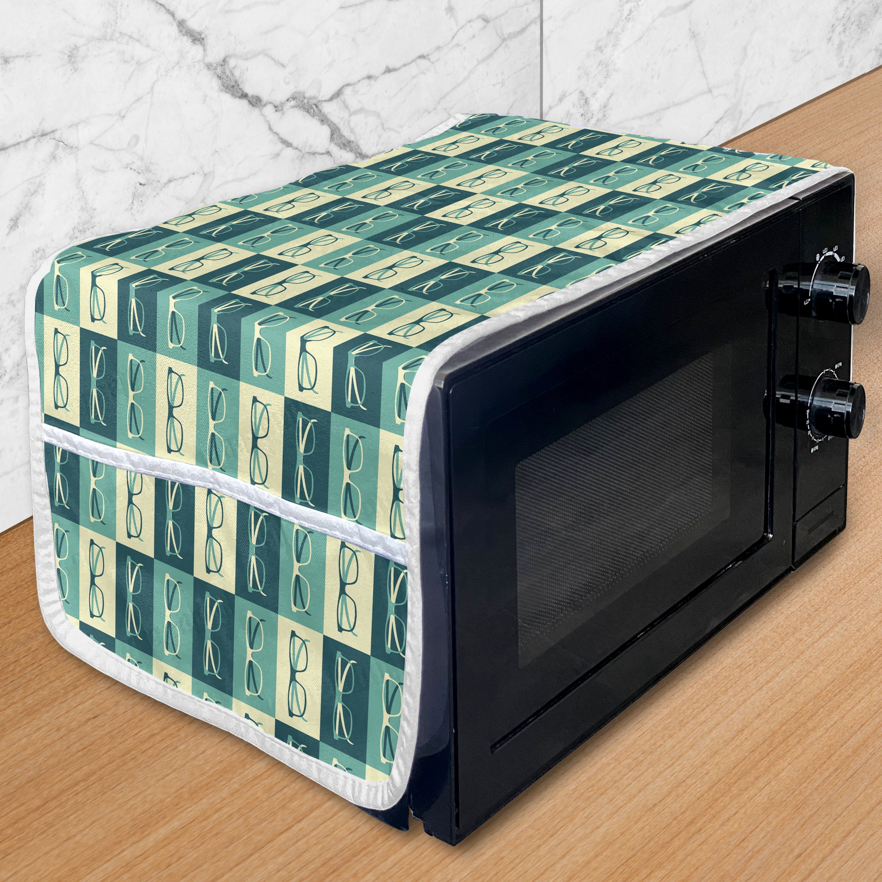 Indie Microwave Oven Cover, Pattern with Eyeglasses in Vintage Style ...