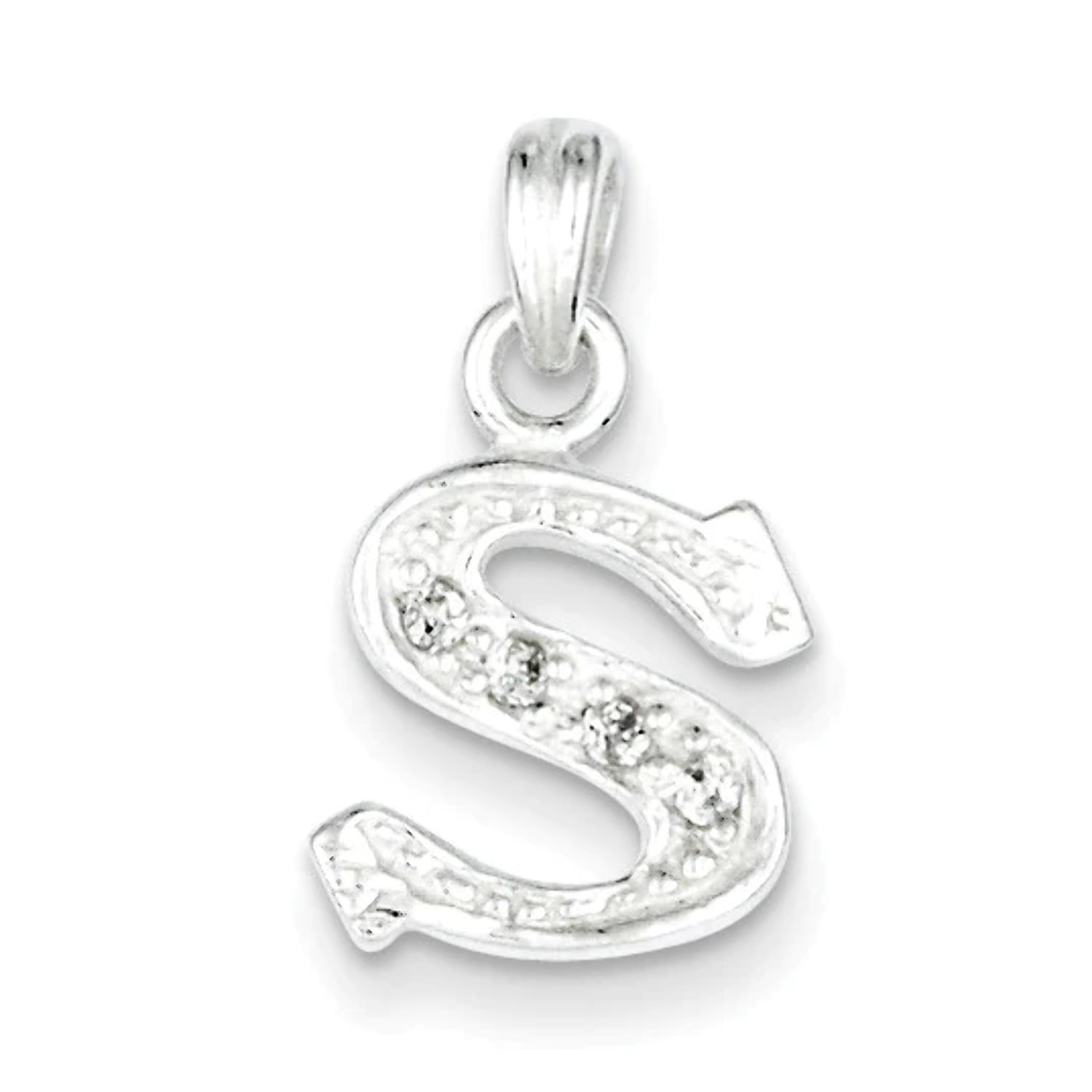 Sterling Silver CZ Initial S Pendant QC6717S - Walmart.com