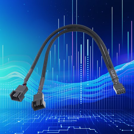 Peggybuy CPU PC Case Fan 4 Pin Extension Y Splitter Cable 4 Pin to 3/4 ...