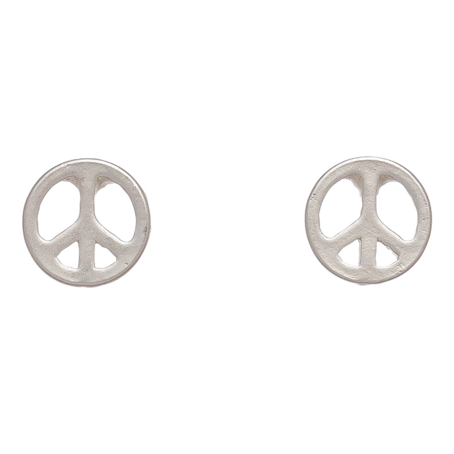 Women's Silver Stud Buds Peace Sign Earrings by Howard's - Walmart.com