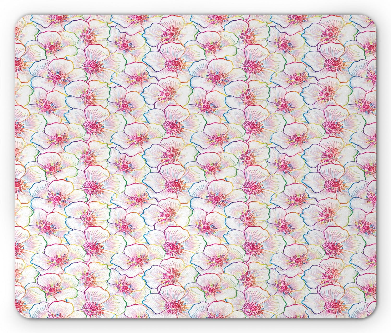 Floral Mouse Pad, Top View Layout of Colorful Budding Flowers Spring ...