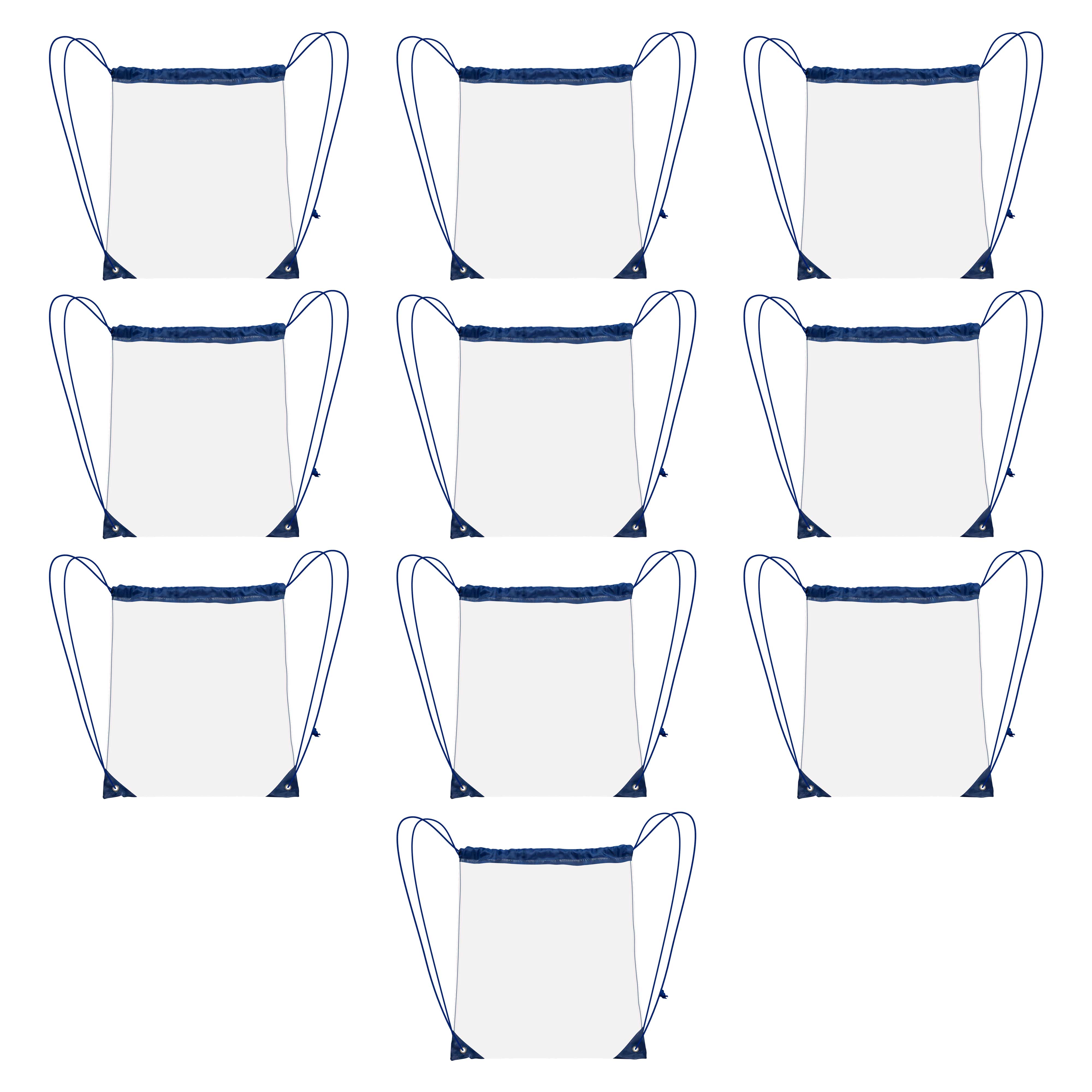 10 Plastic Drawstring Backpacks Set - Plastic, Durable, Clear, Water ...
