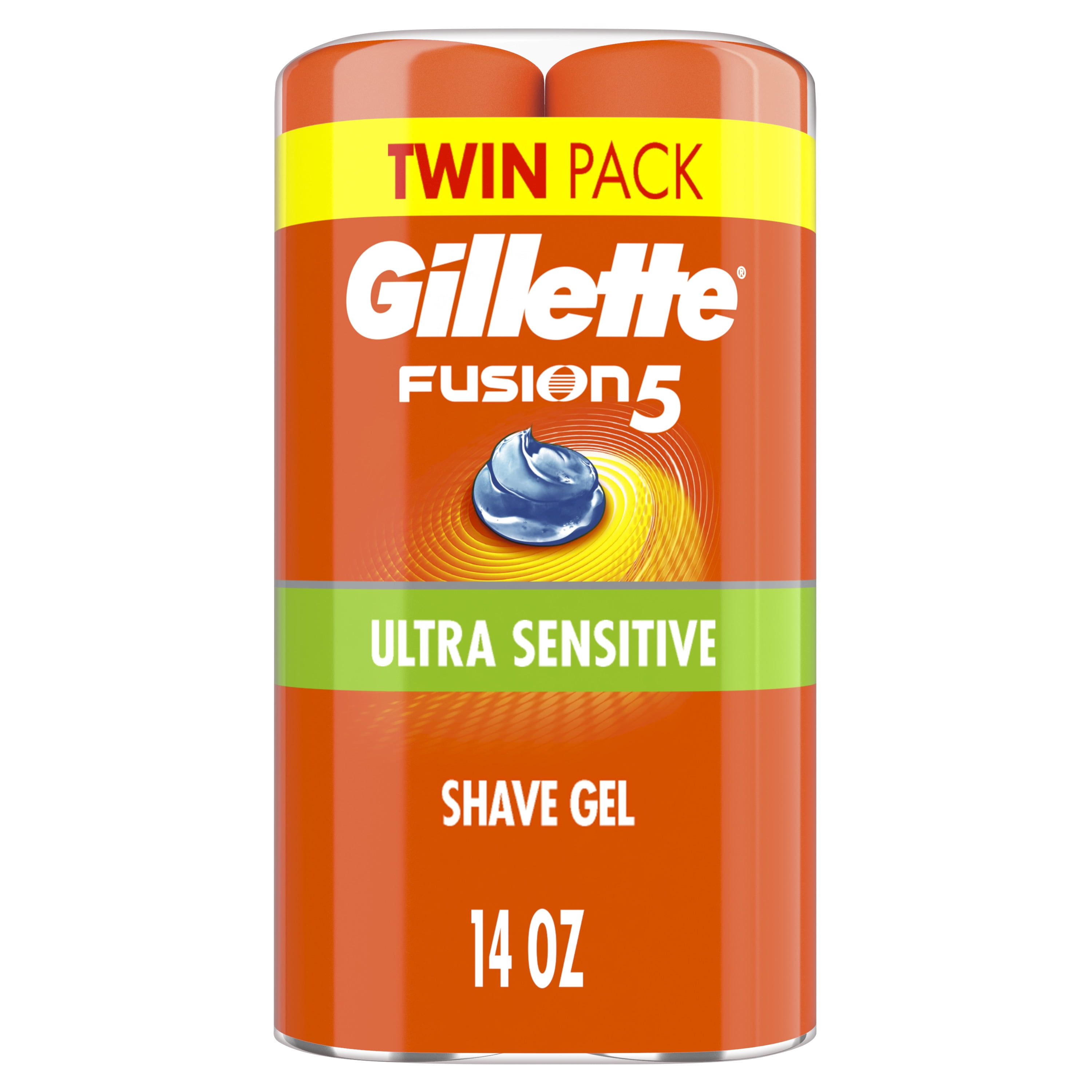 Gillette Fusion Ultra Sensitive Shave Gel for Men with Aloe Vera, Twin ...