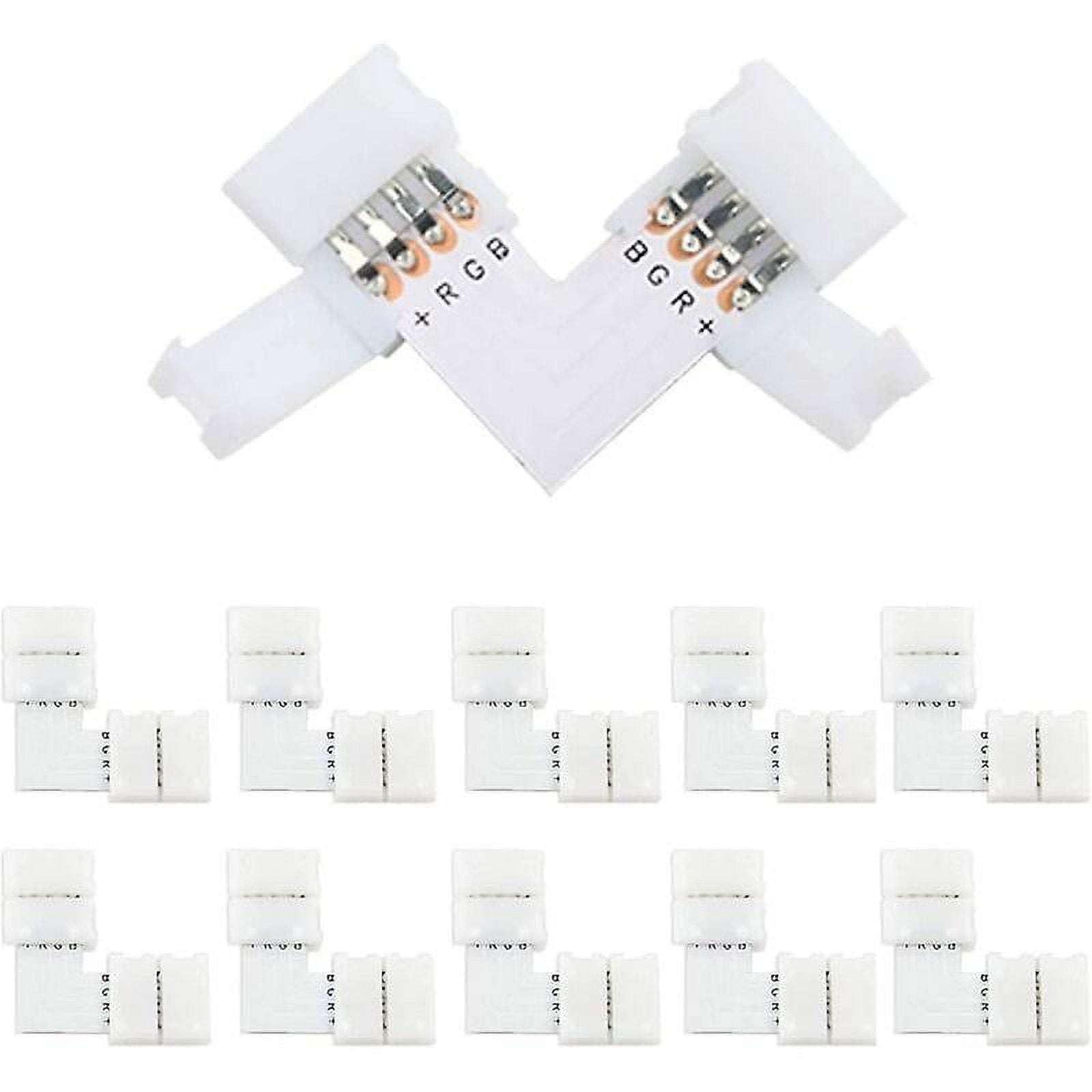 10 conectores de luz de tira LED RGB de 4 pines en forma de L para tira ...