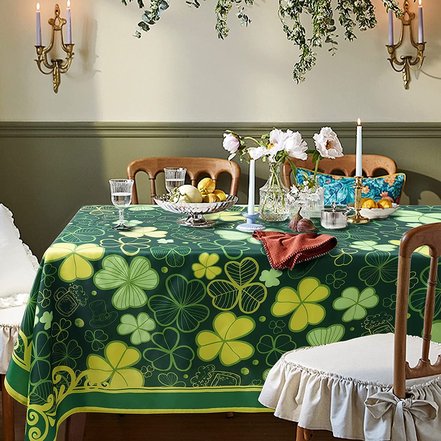 Saint Patricks Day Tablecloth,Shamrock Round Table Cloth,Rectangle ...