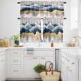 Abstact Color Block Kitchen Curtains Valance and Tier Set Blue Grey ...
