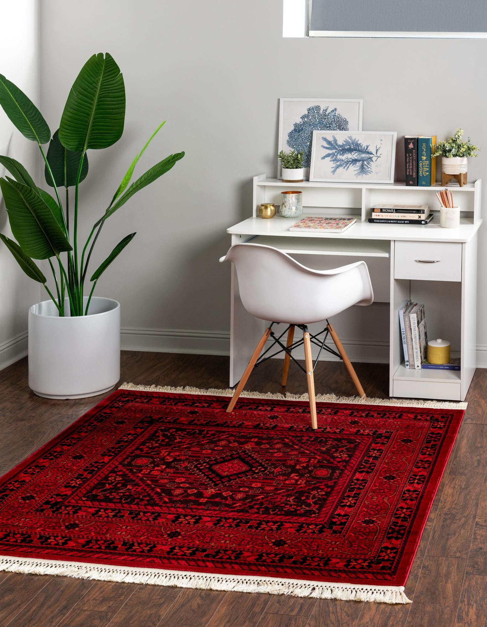 Rugs.com Bokhara Collection Rug – 8 Ft Square Red Low Rug Perfect For ...