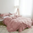 Blush Pink Ruffled Duvet Cover Set Queen Size Vintage Ruffle Fringe ...