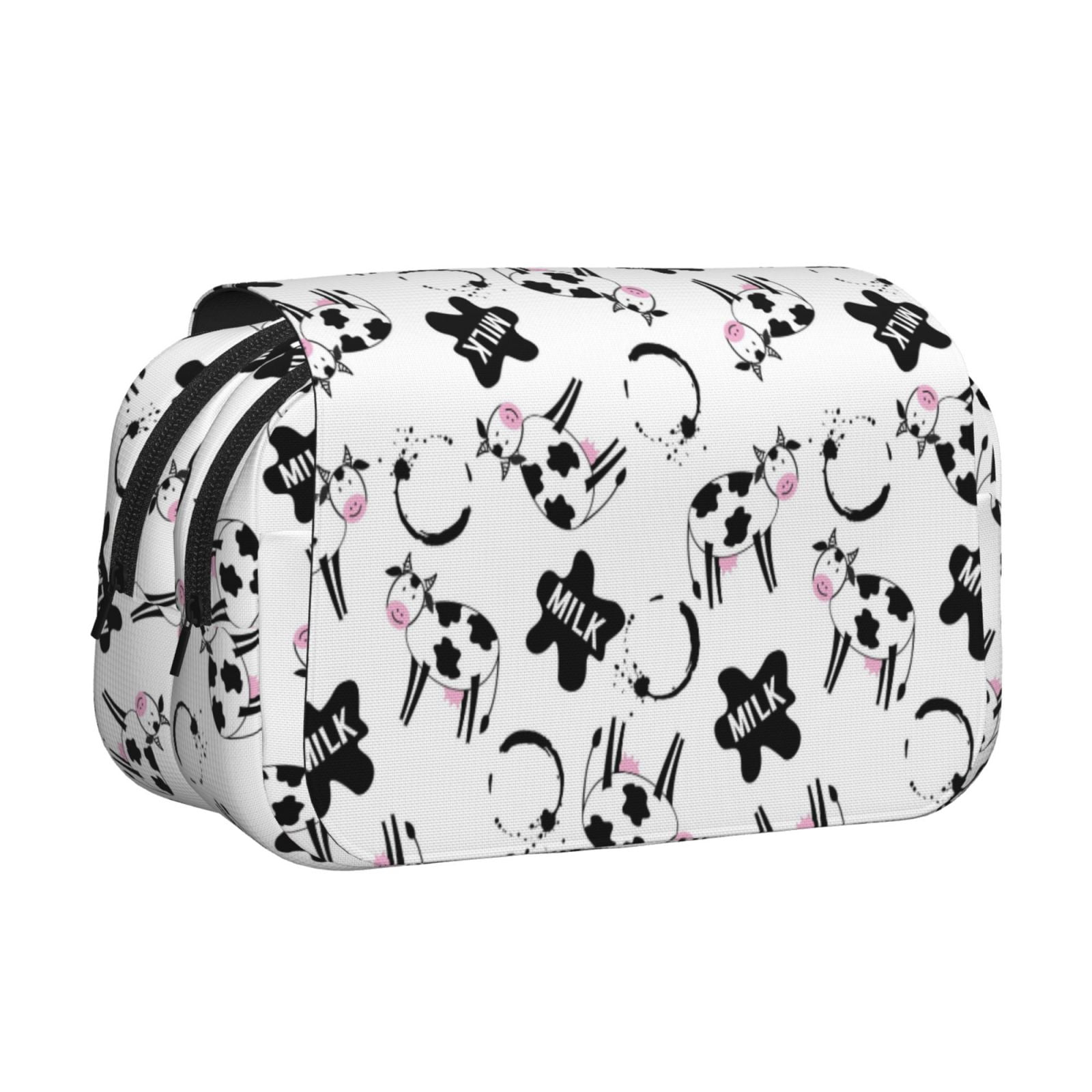 Disketp Cute Cow and Milk Stains Estuche de Lápices de Doble Capa con ...