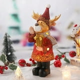 11.8 Inch Christmas Moose Holding Gift Decor, Moose Figurines Hand ...