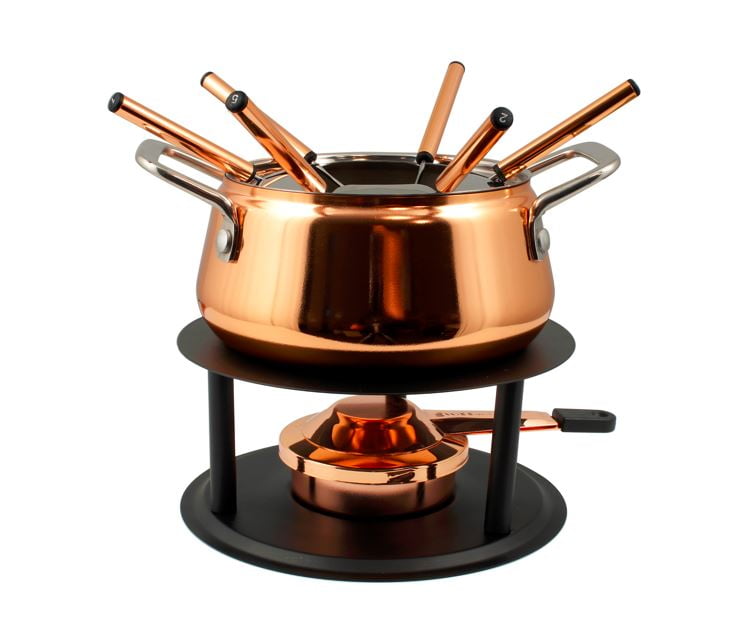 Swissmar Peak 10 Piece Fondue Set, Copper For Meat, Cheese and ...