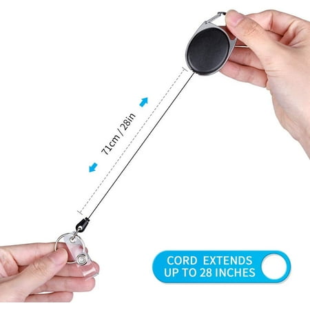 6 packs of badge tether with clips Retractable badge spool Carabiner ...