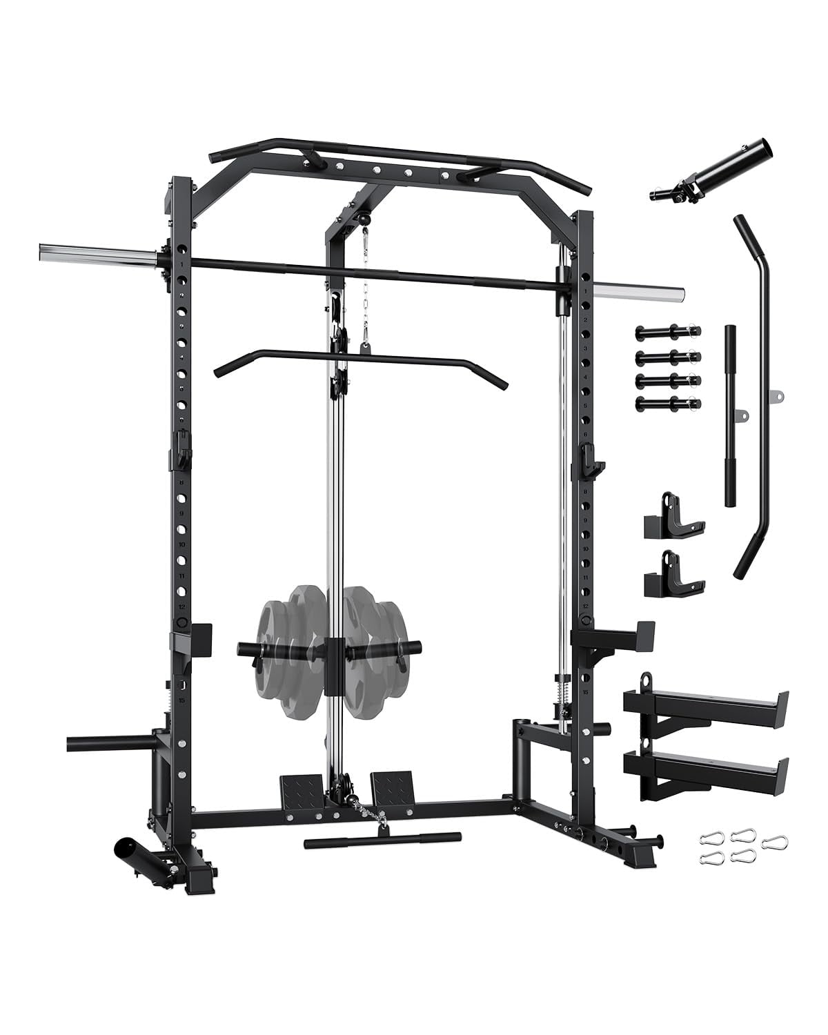 Smith Machine Home Gym - Pure Black Power Rack & Squat Cage with ...