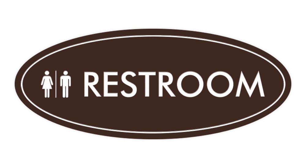 Oval Restroom Sign (Dark Brown) - Small 2x5" - Walmart.com