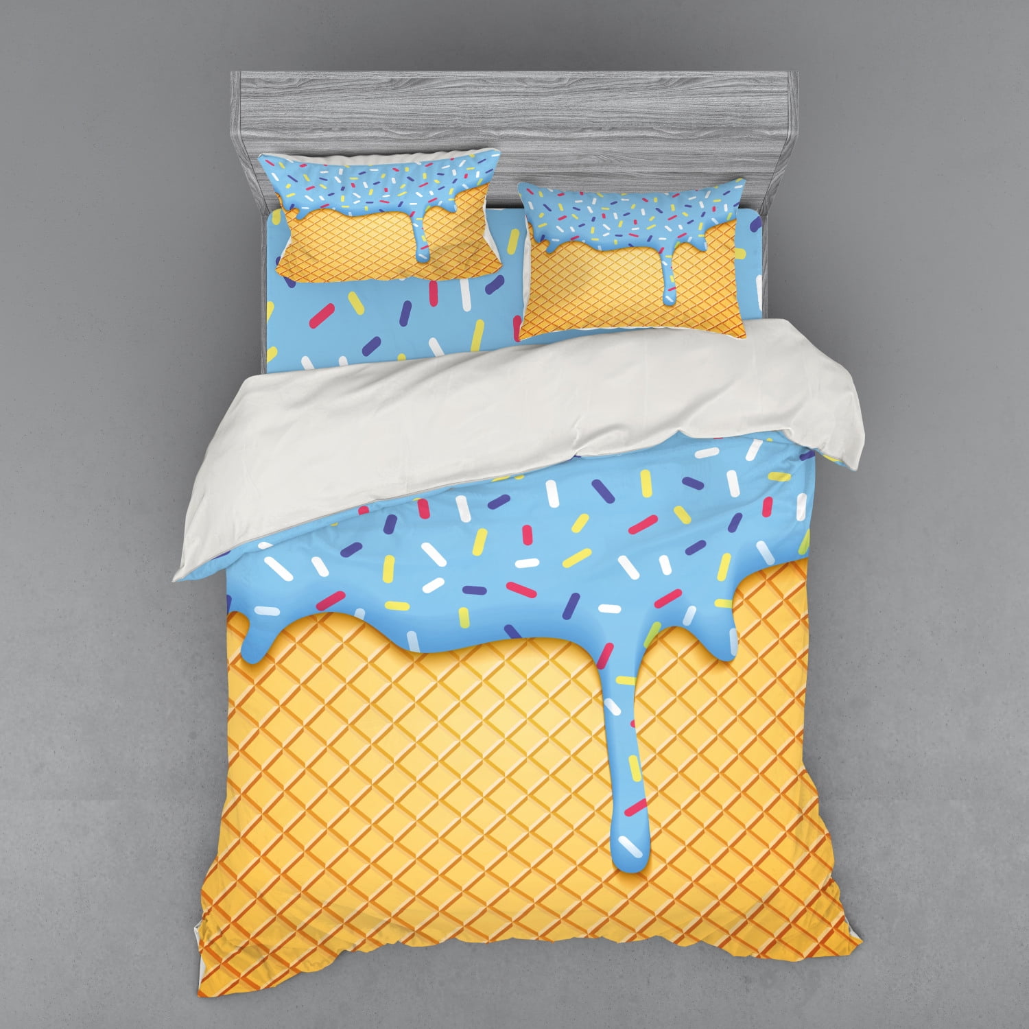 Ambesonne Ice Cream Bedding Set 4 Pcs, Waffle, Queen, Apricot - Walmart.com