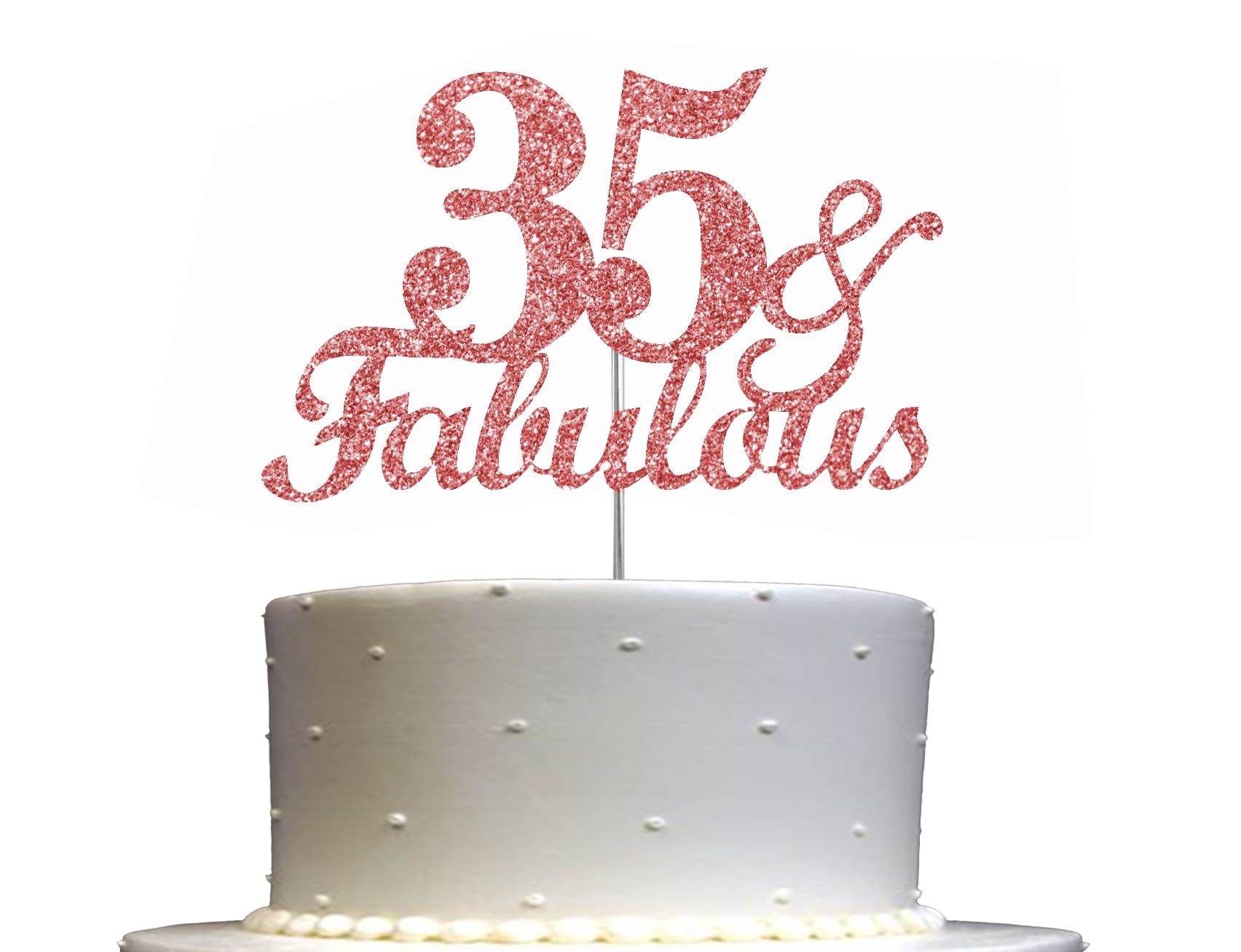 Fabulous & 35 Cake Topper Rose Gold Glitter, 35th Birthday Party ...