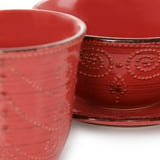 Elama Rustic Birch 16 Piece Stoneware Dinnerware Set in Red - Walmart.com