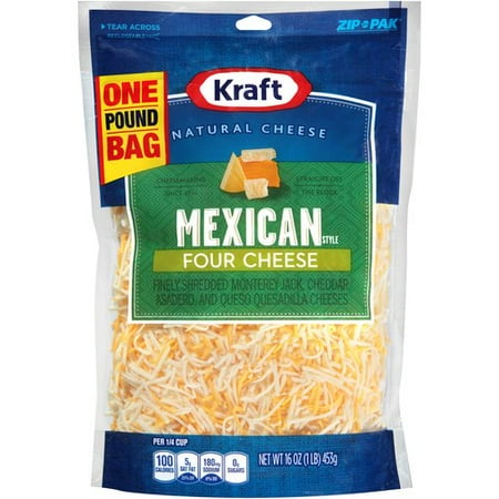 Kraft Mexican Style Four Cheese Blend Finely Shredded Cheese, 16 oz ...
