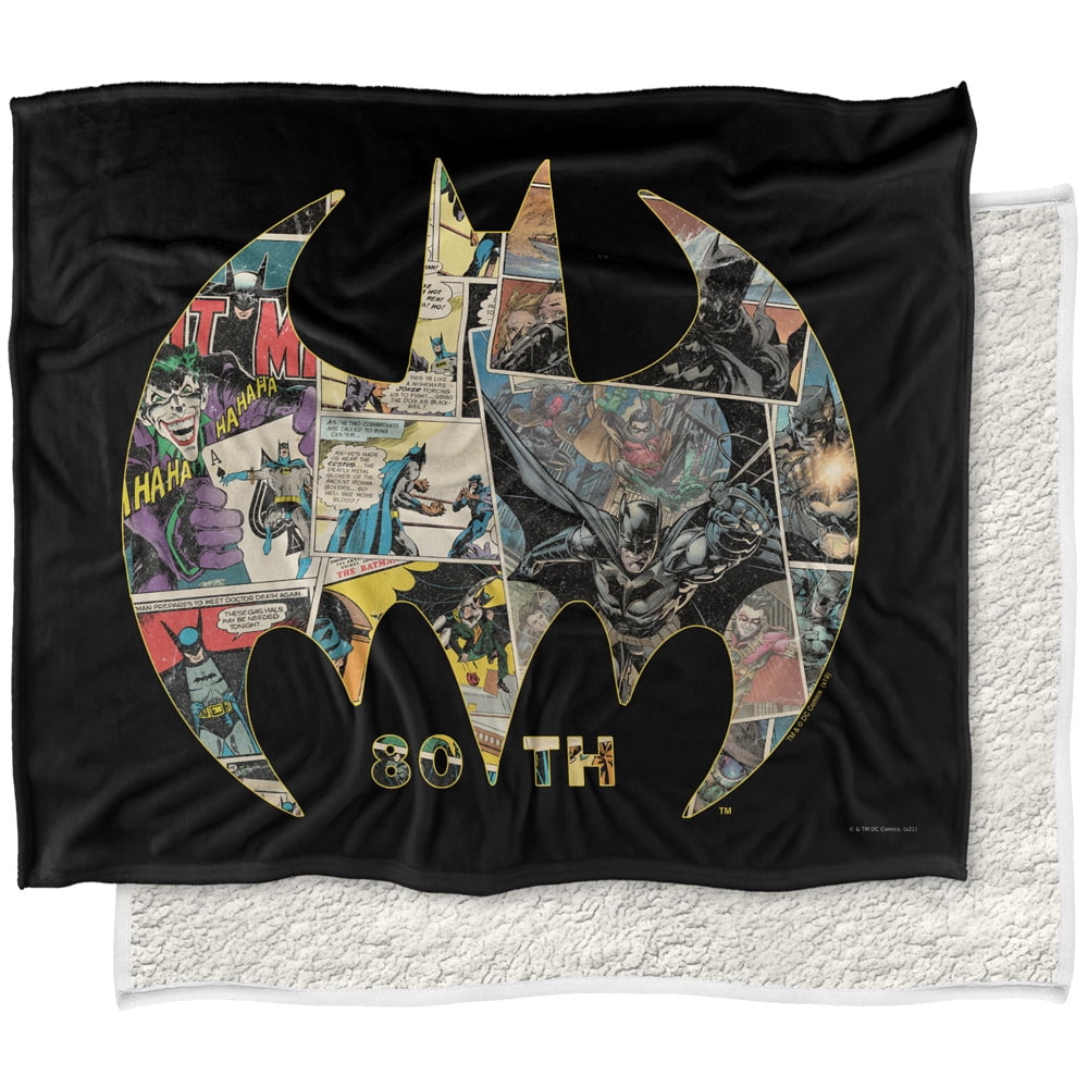 Batman Blanket, 50"x60", 80Th Shield Silky Touch Sherpa Back Super Soft ...