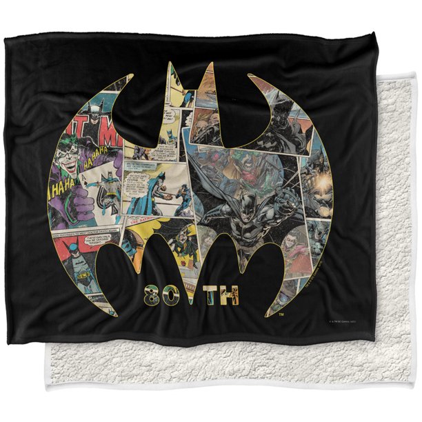 Batman Blanket, 50"x60", 80Th Shield Silky Touch Sherpa Back Super Soft ...