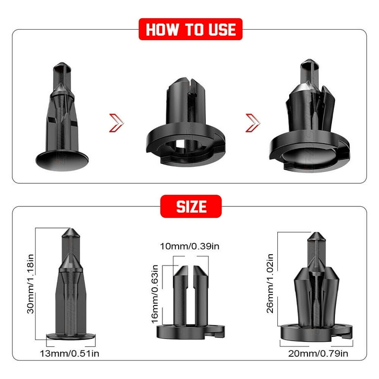 Defensa Delantera 100-Piece 10mm Push Clips Fastener Kit For Honda ...