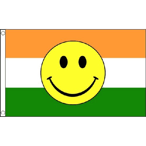 QIFEIHA India Smiley Face Indian National Country Flag 3x5 Feet Banner ...