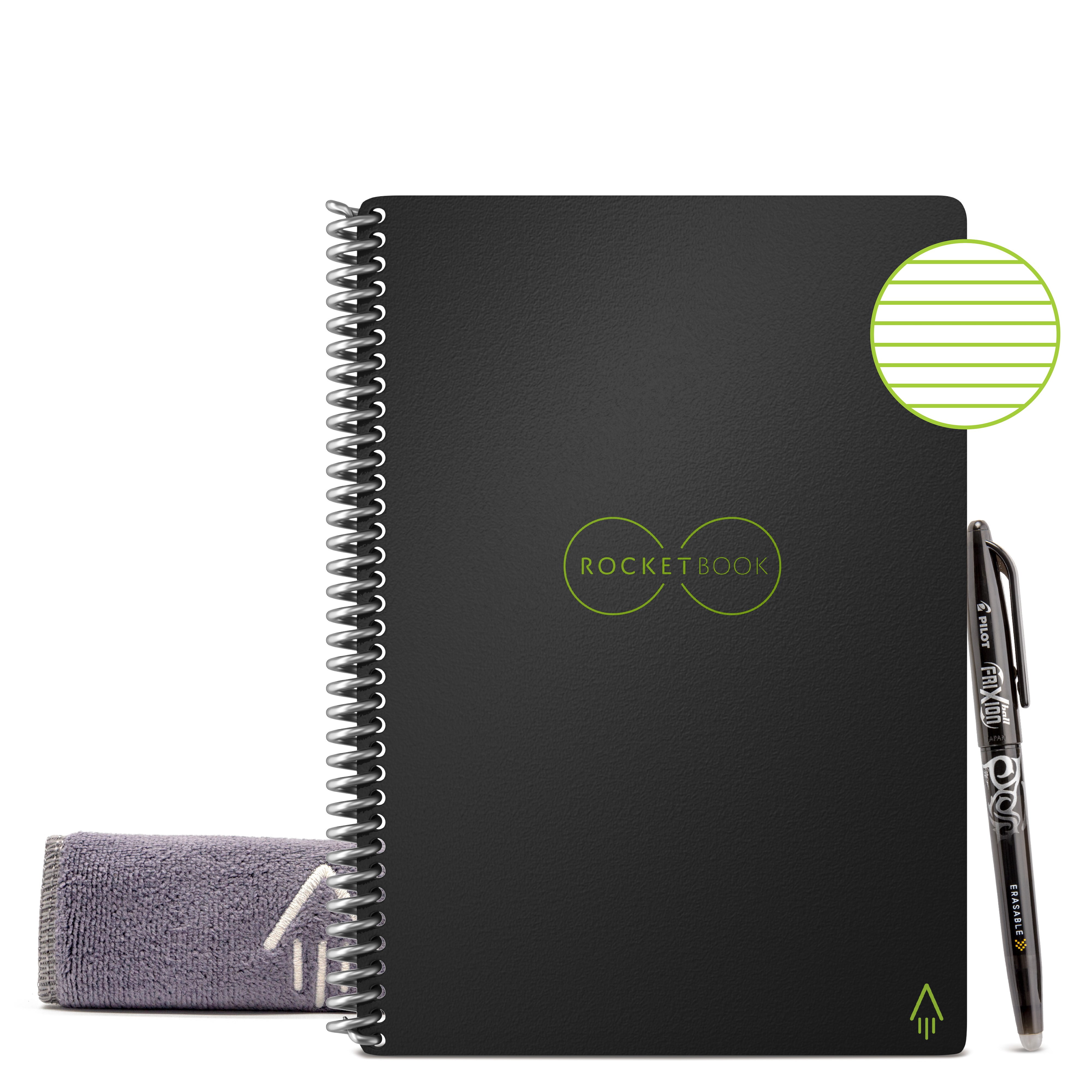 Rocketbook Core Smart Reusable Spiral Notebook, Black, 6" x 8.8", Lined ...