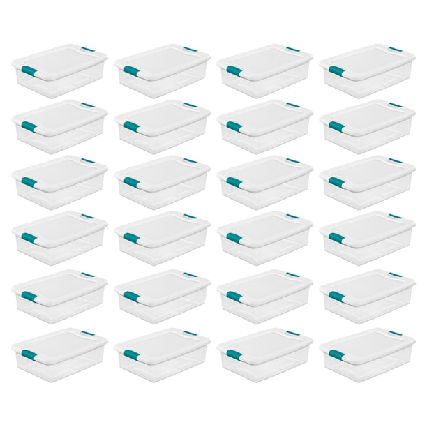Sterilite 32-Quart Clear Stackable Latching Storage Box Container (24 ...