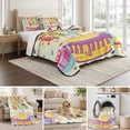 90x96in Quilt Bedding Set, Happy Birthday Text Lightweight Coverlet ...