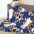 Baseball Throw Blanket, Western Sports Style Cow Print Flannel Fleece ...
