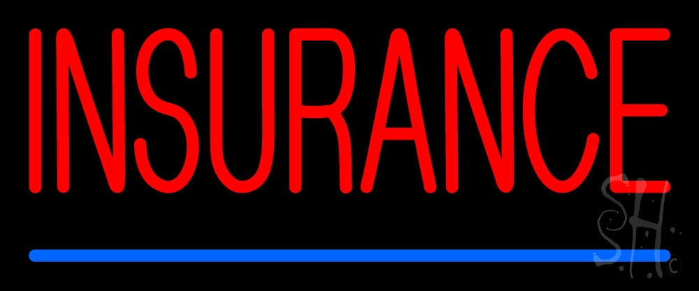Red Insurance Blue Line LED Neon Sign 10 x 24 - inches, Black Square ...